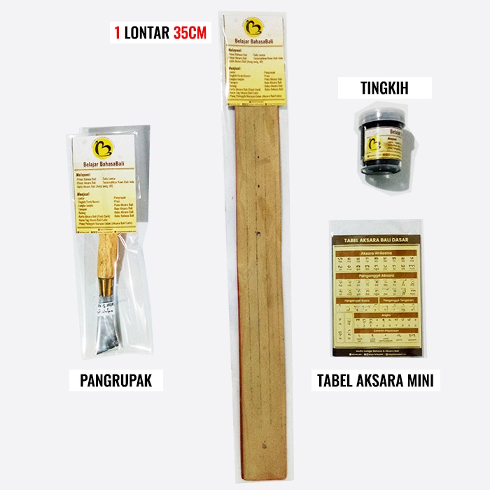 Nyurat Lontar 35cm package - contains written Lontar leaves, Pangrupak ...