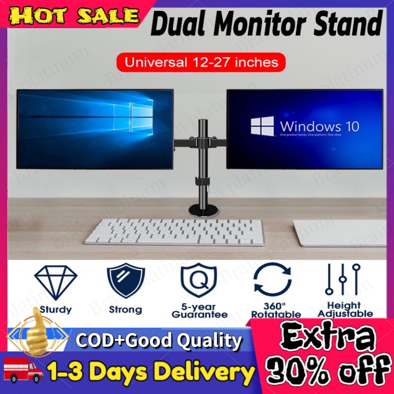 【Hot Sale + In Stock】DUAL GAMING MONITOR BRACKET LED / MOUNT C-Clamp ...