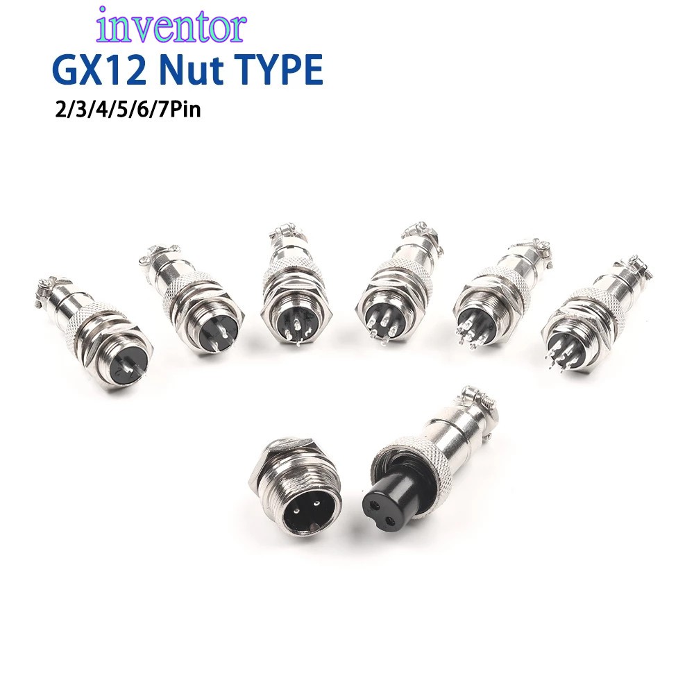 1set GX12-2/3/4/5/6/7 Pin Male & Female Diameter 12mm Wire Panel Connector GX12 Circular ...
