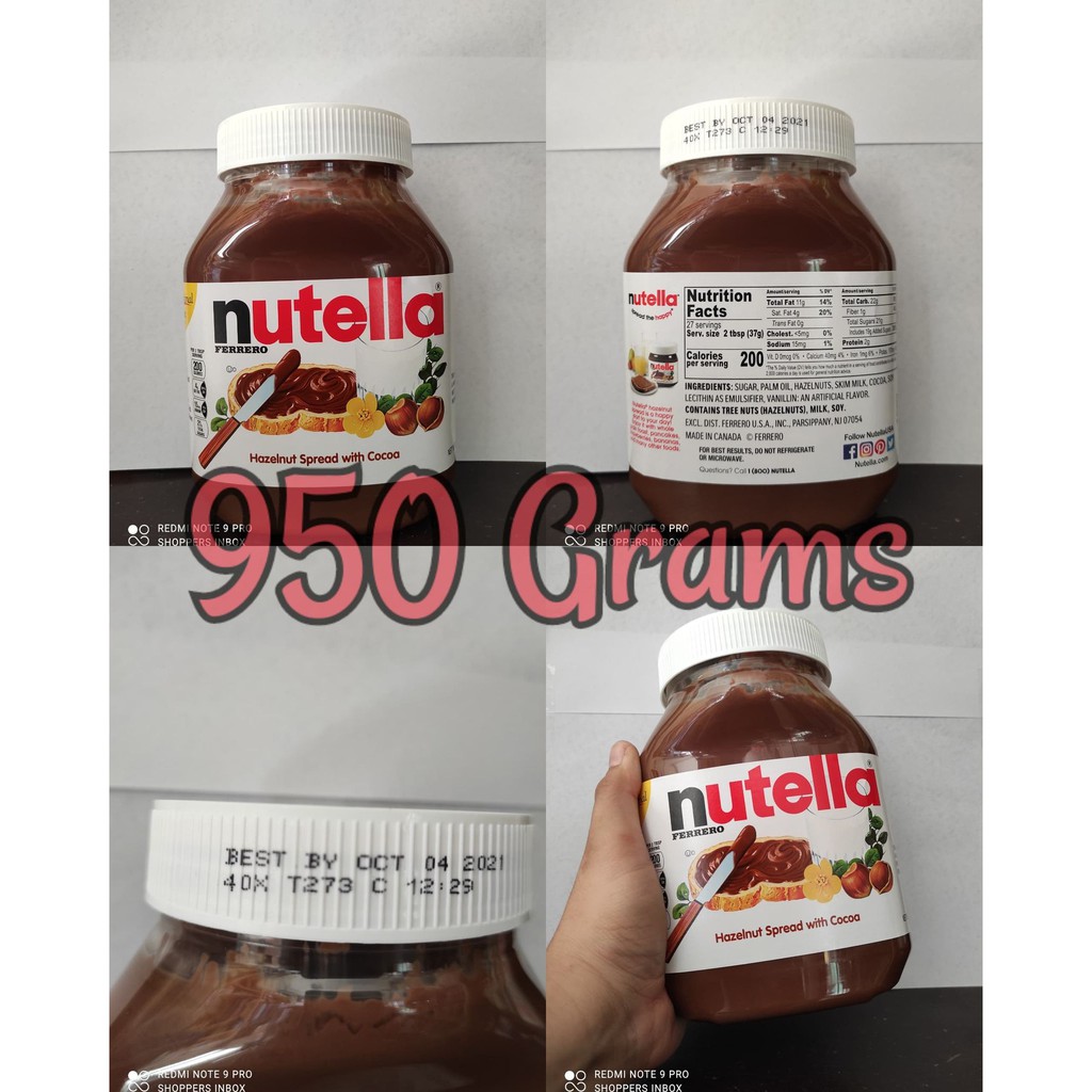 Nutella 1kg/900/950/750/350 GRAMS Hazelnut Spread with Cocoa | Shopee ...