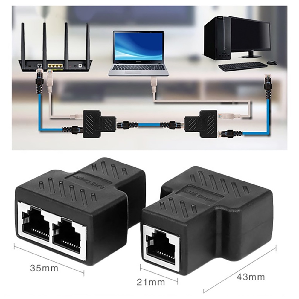 1 To 2 Way LAN RJ45 Ethernet Cable Port Network Splitter Double Cable ...