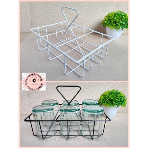 Rectangular Glass Rack Cup Holder with handle | Shopee Philippines