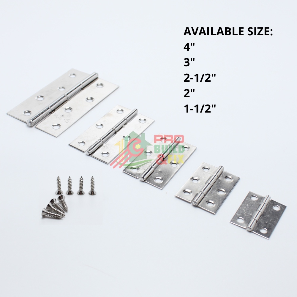 Stainless Steel Narrow Butt Hinges (2pcs) Narrow Hinges for Cabinet Cupboard Door with Screws ...