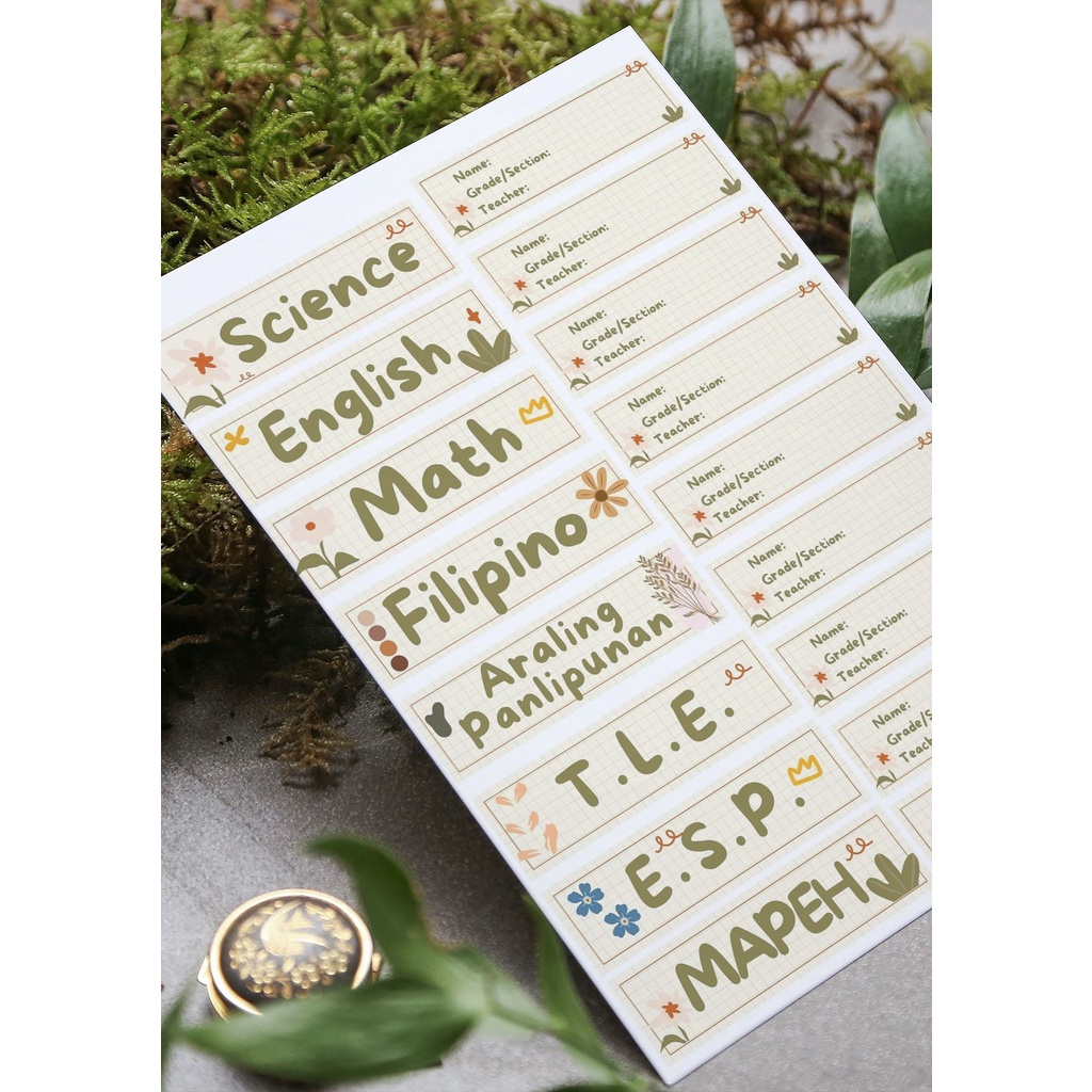 CUTE AESTHETIC SUBJECT AND NAME STICKER SET | Shopee Philippines