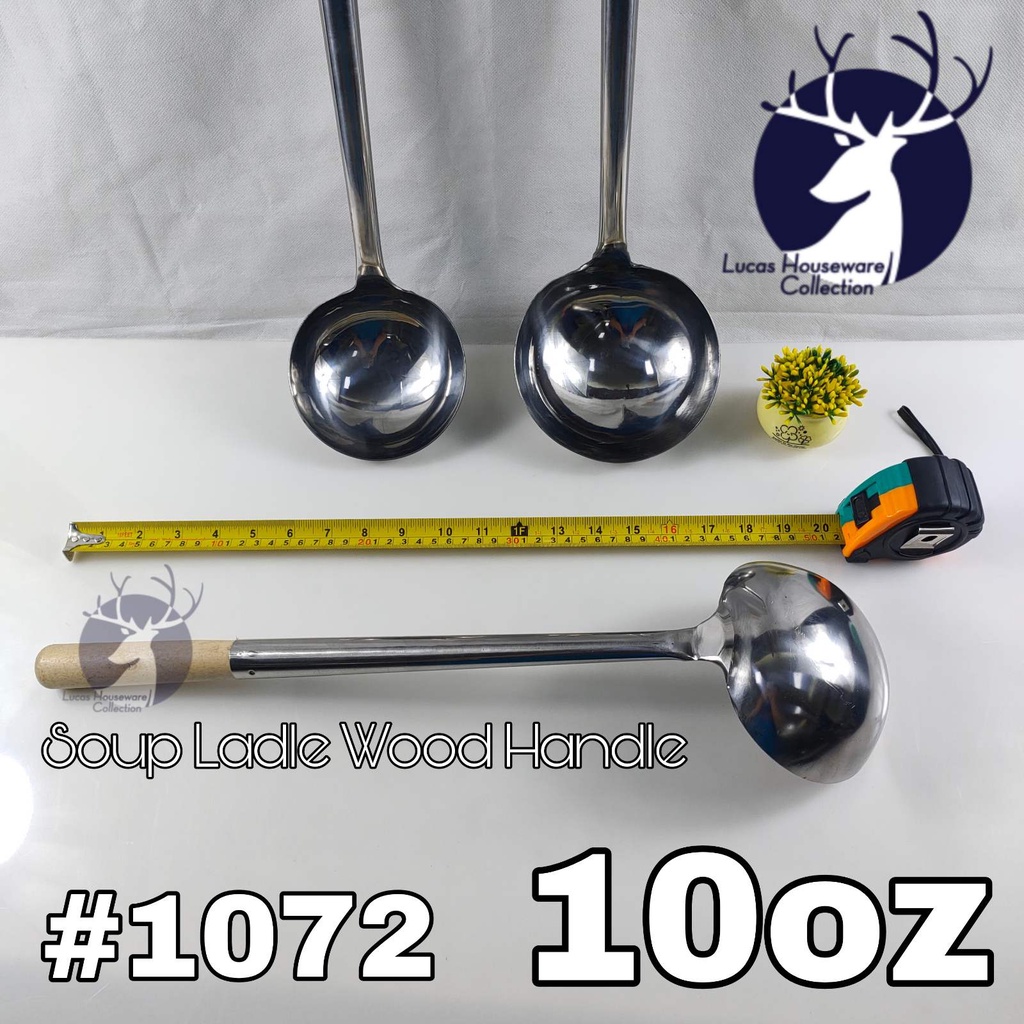1PC HIGH QUALITY LONG HANDLE LADLE AND SIENSE WITH WOOD HANDLE (COOKING ...