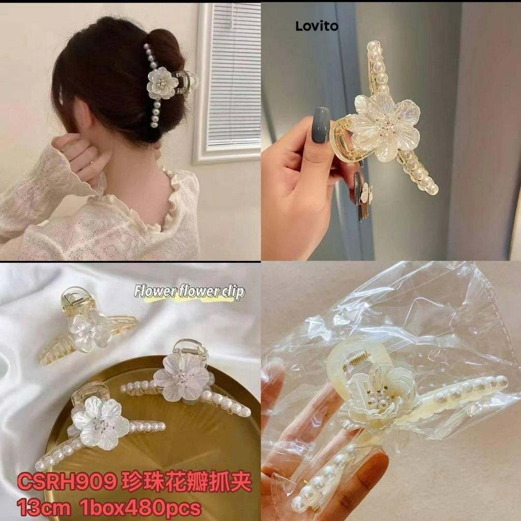 Elegant Flower Large Hair Clip Chic Transparent Hair Clamps Exquisite ...