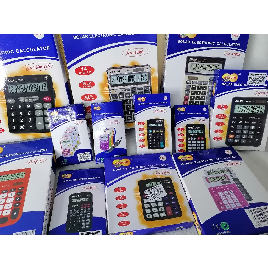 Acacia Solar Electronic Calculators Office Slide Switch Big Display 8 ...