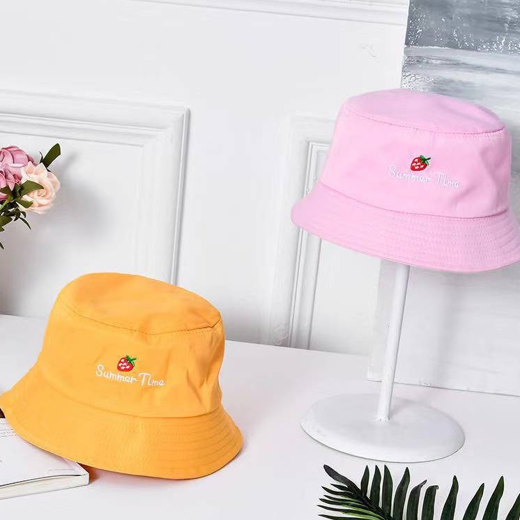 Summer Flipped Hat Embroidery Strawberry Hats | Shopee Philippines