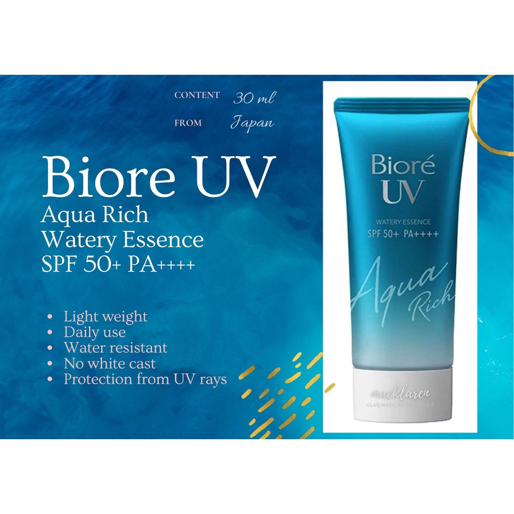 Biore UV Aqua Rich Watery Essence SPF 50+ PA++++ Light weight, No white ...