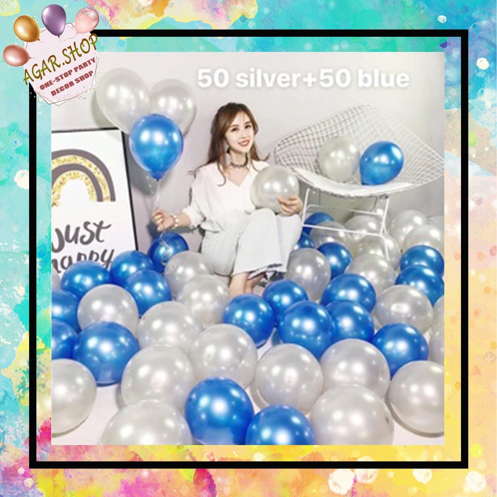 Agar.shop 100pcs Metallic Latex Balloon 10 inch Balloon combination ...