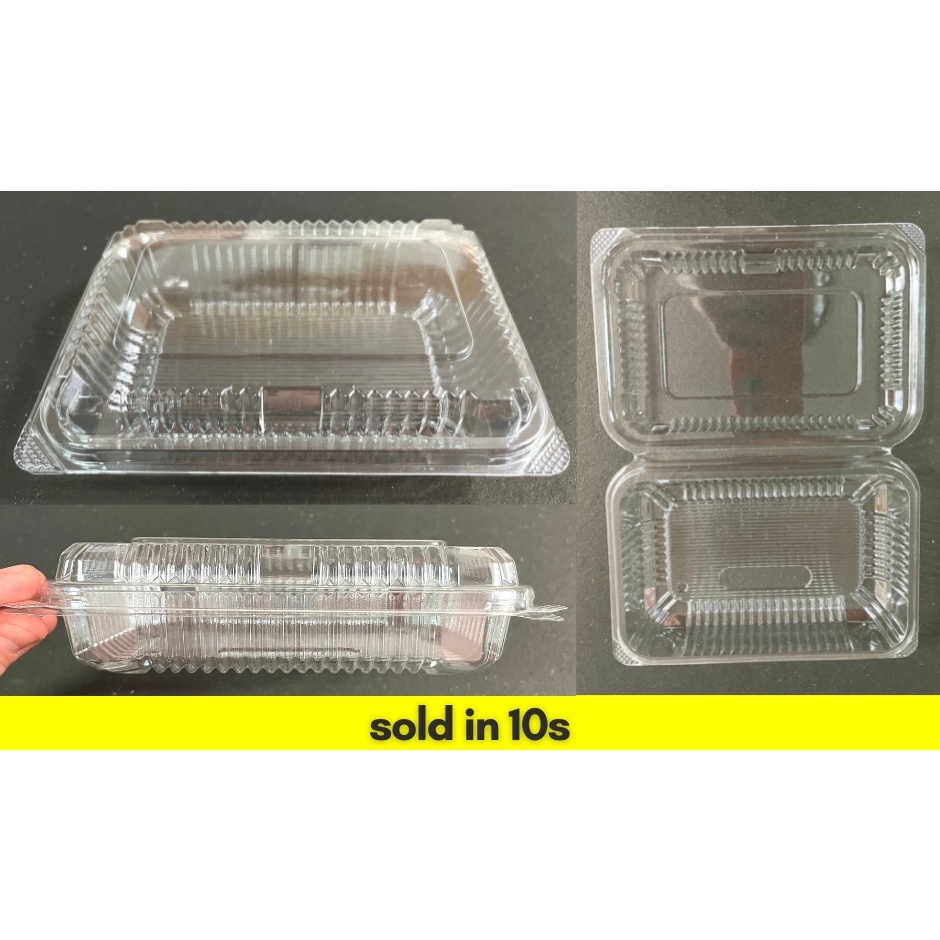 [10 pcs.] OPS L02H clear rectangular tray with lock (siomai box / sushi ...