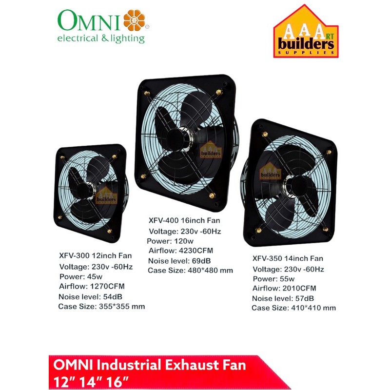 Omni Industrial Exhaust Fan 12” 14” 16” XFV-300 -350 -400 | Shopee ...