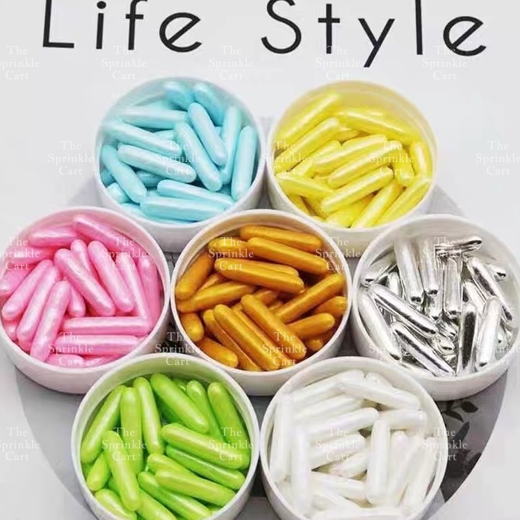 [NEW DESIGNS] Edible Sprinkles Dragees Rods Capsule for Cake Decoration ...