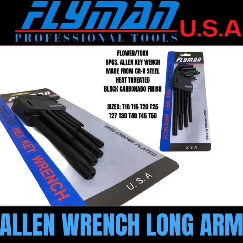 FLYMAN 9pcs Allen Wrench Set (ballpoint) (Flower type)(hexagon/Flat ...