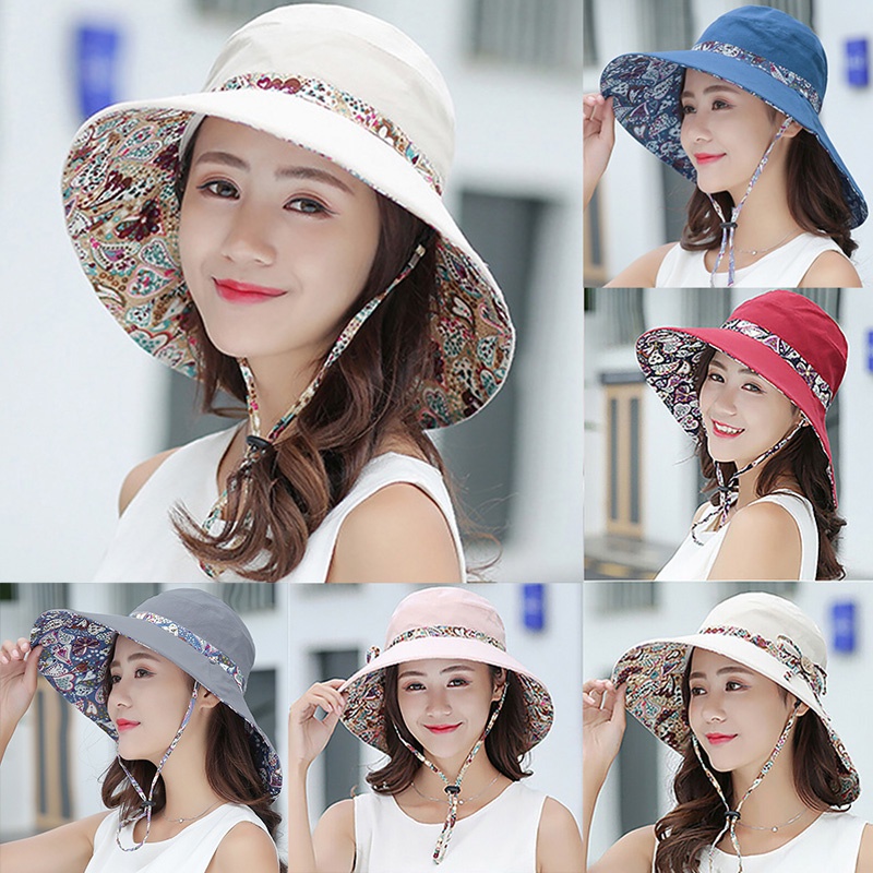 Women Fashion Korean Sunhat Summer Beach Bowknot Wide Brim Sun Hat ...