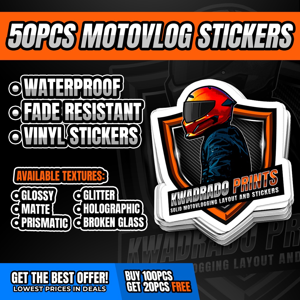 50 PERSONALIZED STICKERS | FOR MOTOVLOGGING, CLOTHING LINES, AND BRAND ...