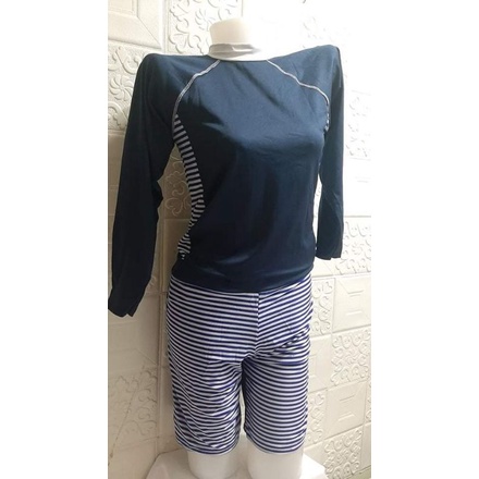 Dark Blue Stripes Rash Guard_02 | Shopee Philippines