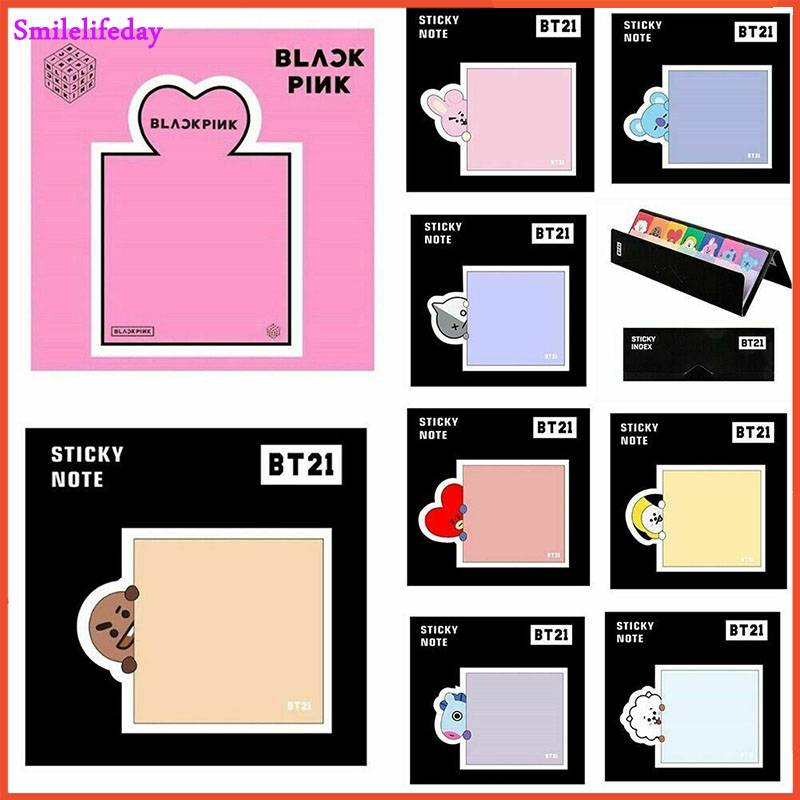 BTS BT21 Blackpink Cute Sticky Notes Memo Pad Stickers Bookmark ...
