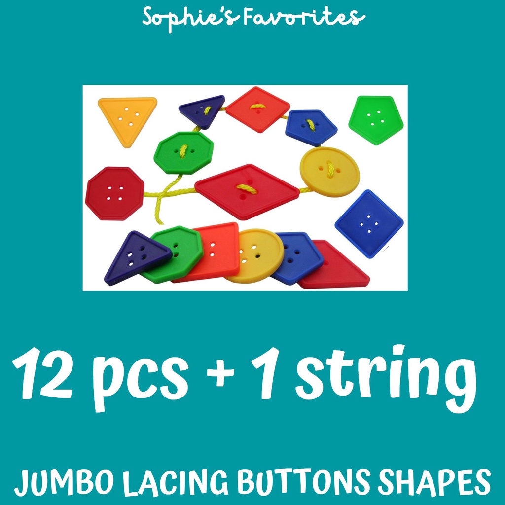Lacing for kid Shapes Lacing Buttons JUMBO Threading Shapes Colorful ...