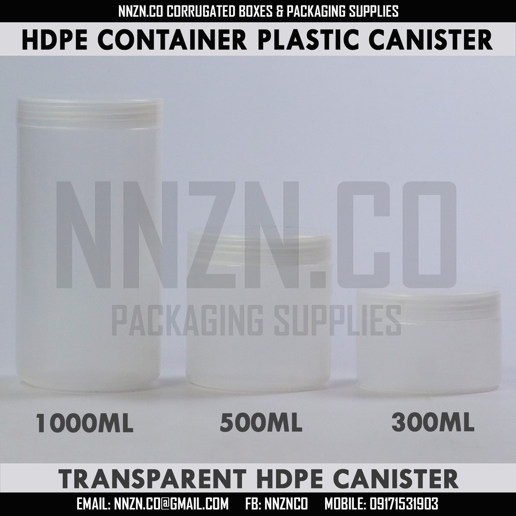 NNZN HDPE Plastic Container Canister Transparent Canister 1000ml 500ml 300ml Canister - Per ...