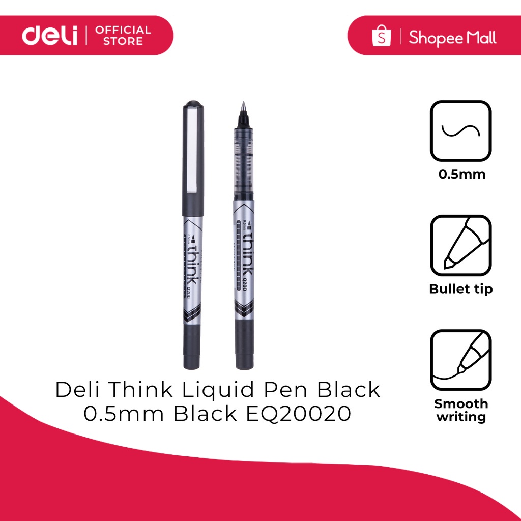 Deli EQ20020 Writing Instrument - Think Liquid Pen Black 0.5mm (1PC ...