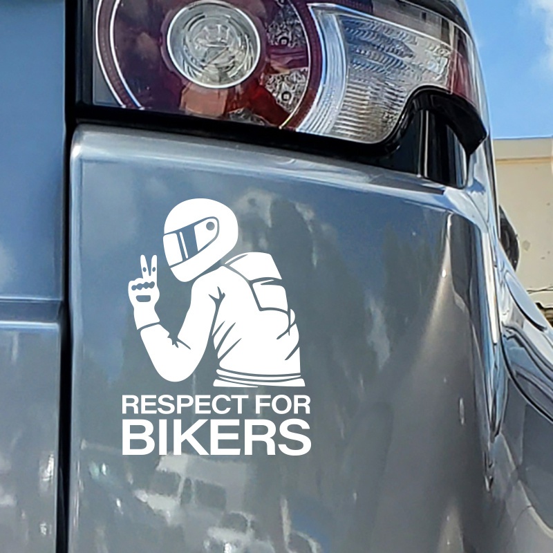 RESPECT FOR BIKERS Reflective Car Sticker Motorcycle Vinyl Decal Black ...