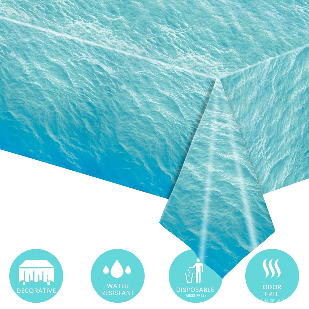 Ocean Plastic Tablecloth Party Table Set Undersea Blue Beach Swimming ...