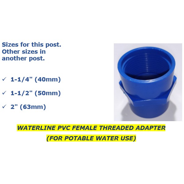 WATERLINE PVC FEMALE THREADED ADAPTER (FOR POTABLE WATER USE) 1-1/4 ...