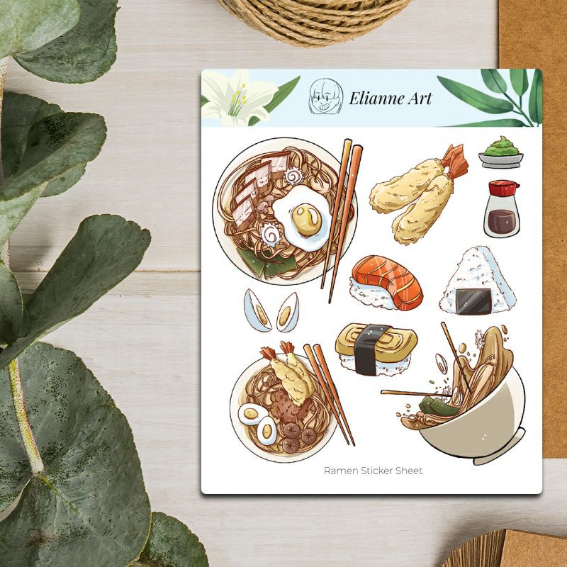 Ramen Sticker Sheet | Illustrated by Elianne Art | Shopee Philippines