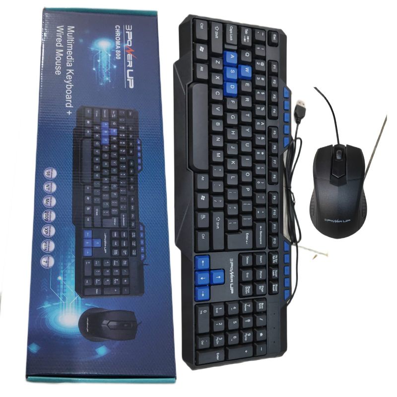 Keyboard mouse power up chroma 800 -multimedia keyboard +wired mouse ...