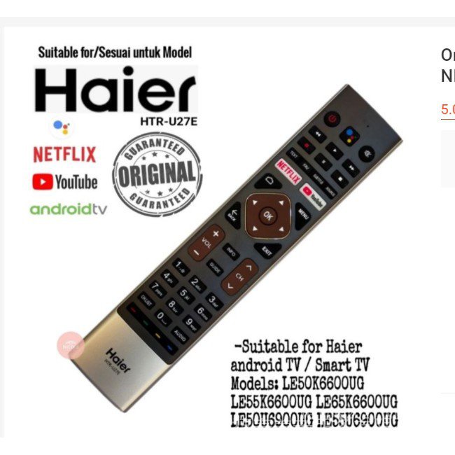 For Haier Smart android Led TV Remote Control HTR-U27E With NETFLIX ...