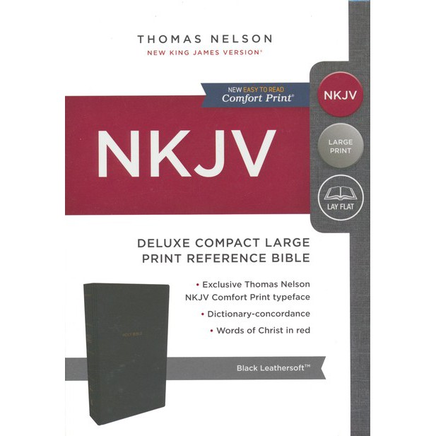 NKJV Bible Deluxe compact large print reference bible leathersoft ...