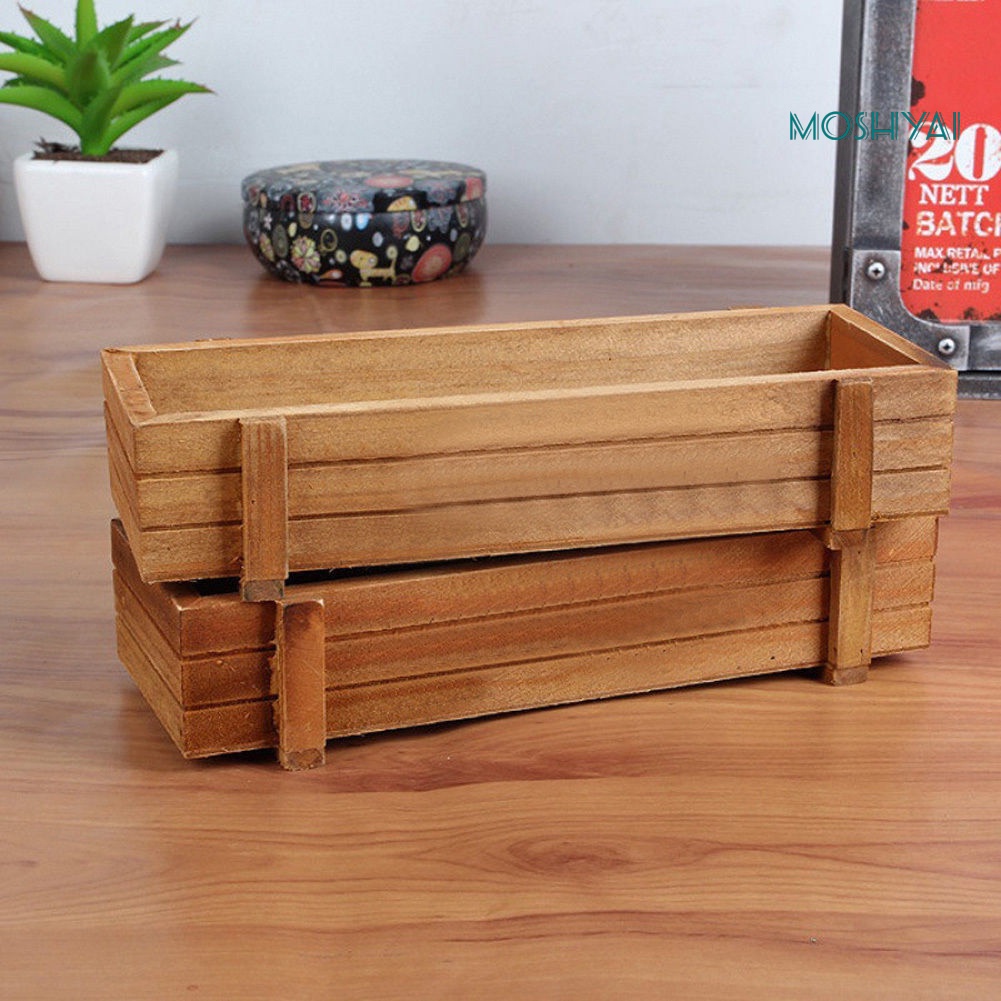 Wood Planter Box Garden Yard Rectangle Flower Succulent Container Plant ...