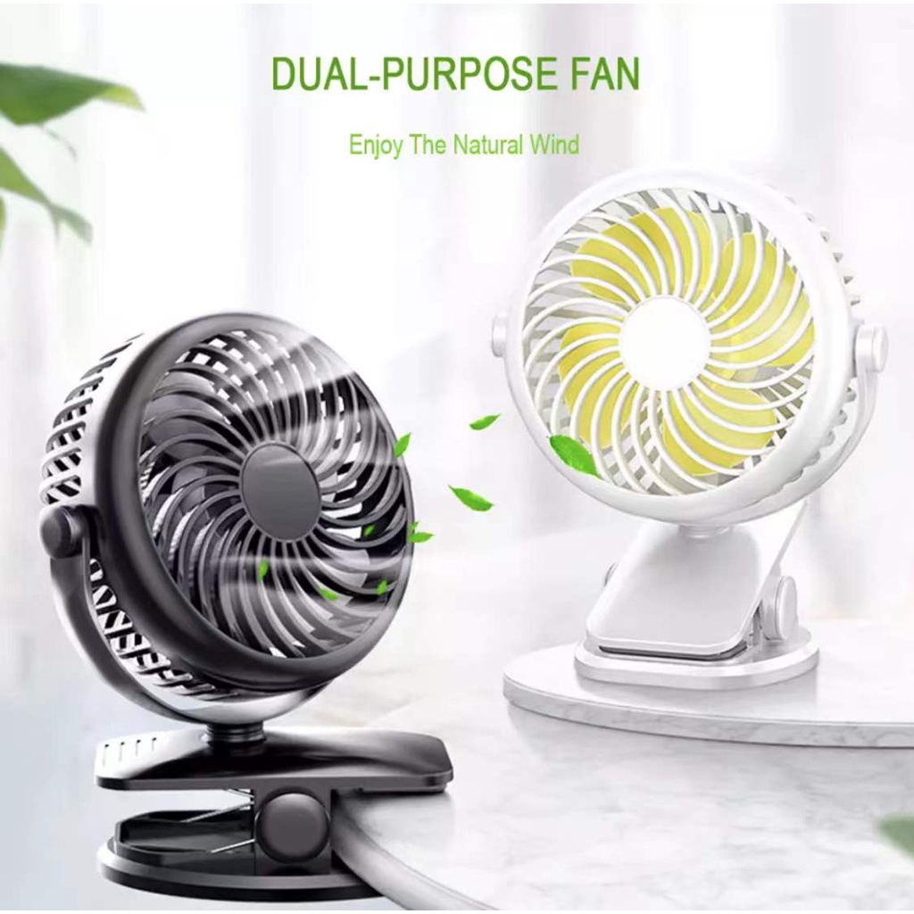 NG MALL Electric Fan Mini Clip Fan Rechargeable Portable 360° Rotating ...