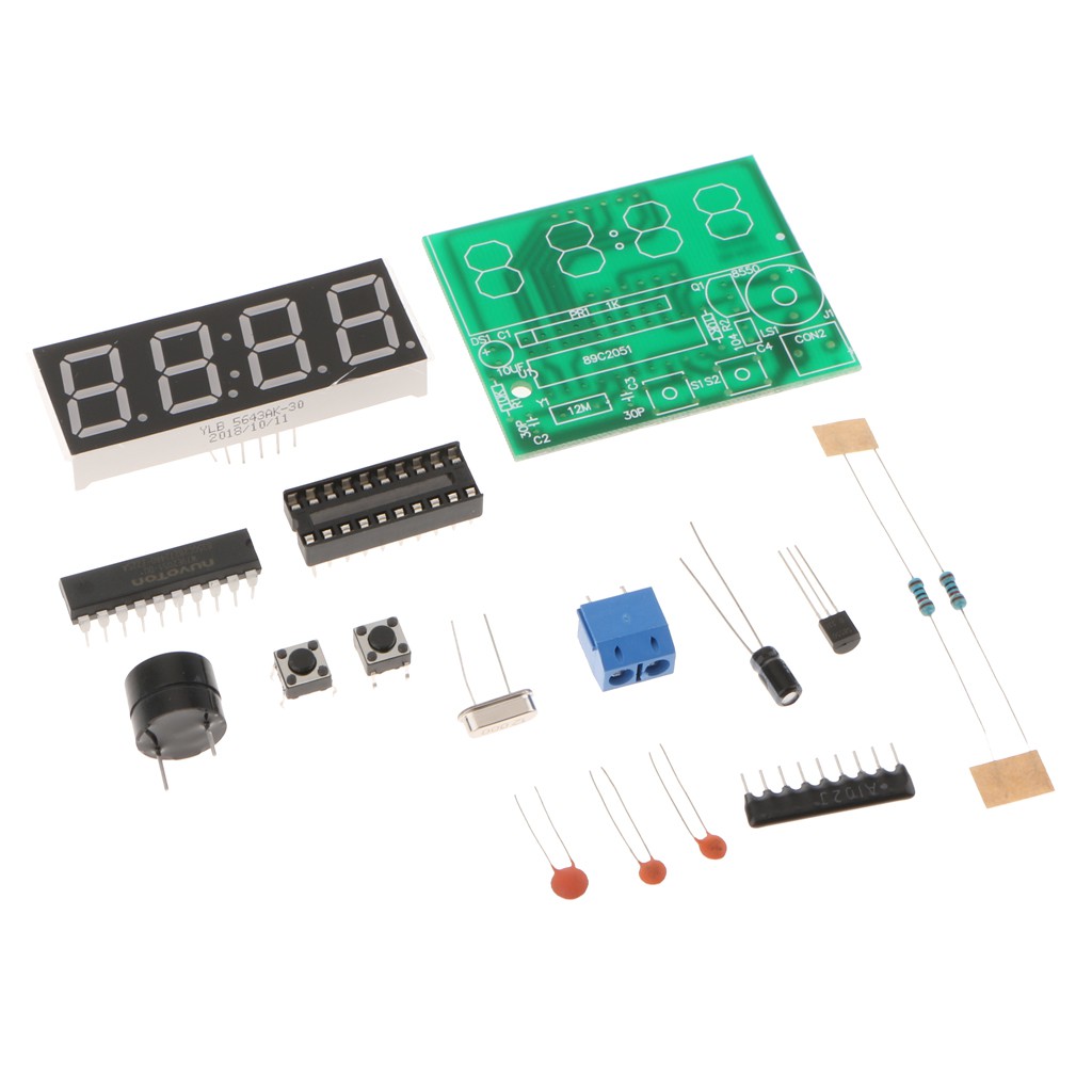 DIY PCB Circuit Board Digital LED Electronic Clock Alarm Kits Set 4 ...