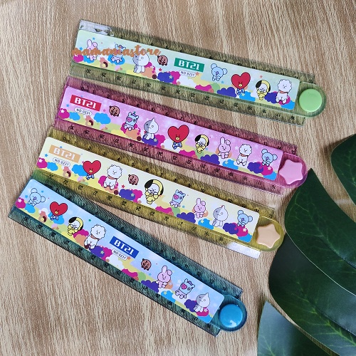 Bts BT21 Character Ruler 30cm Plastic Folding Ruler RULLER Line ...