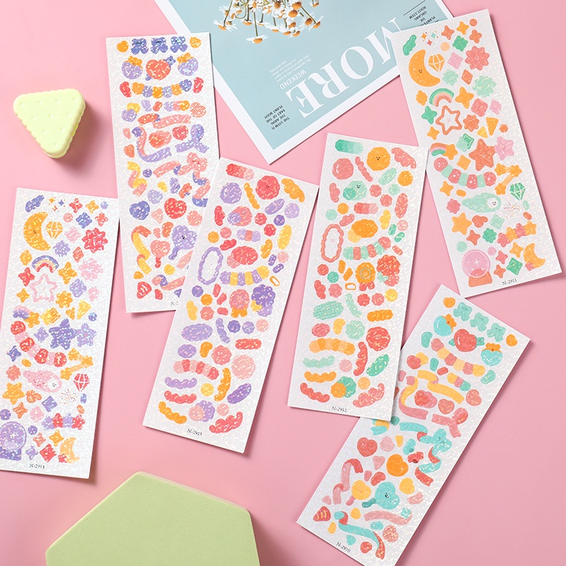 INS Style with Flash Ribbon Stickers Cute Journal Book Collage Material ...