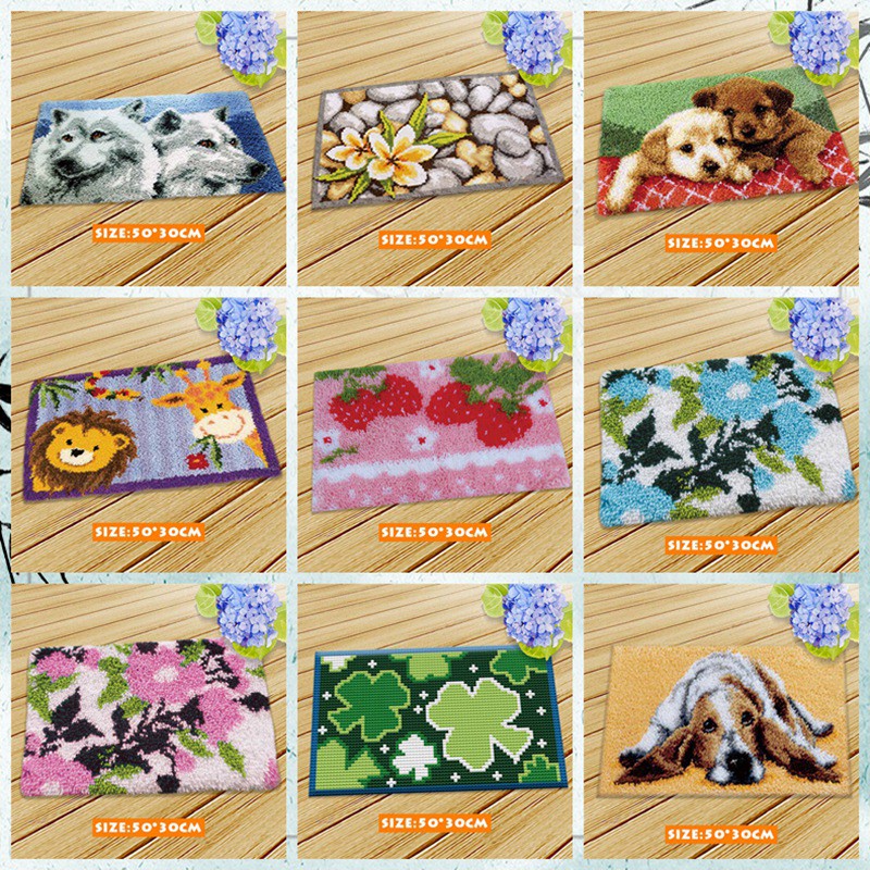 【Boutique】New Decorative Flower Carpet Crocheting Kit DIY Cushion ...