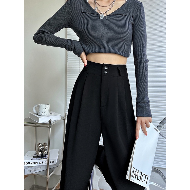 Kinwoo High Waist Trouser 2 botton Loose Type 25-33 Pants Women ...