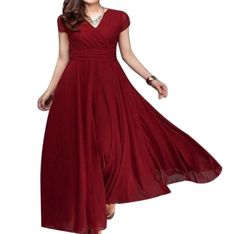 Long Formal Women Evening Prom Party Bridesmaid Chiffon Ball Dress ...