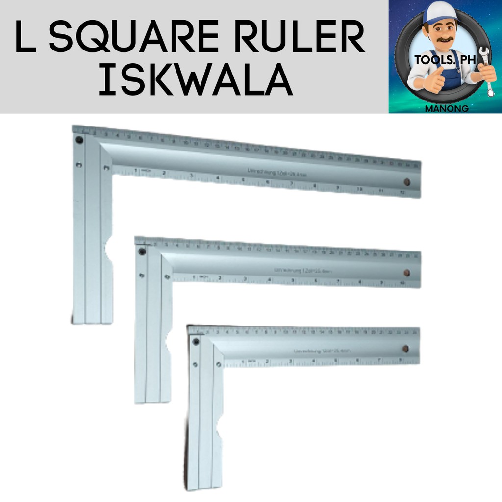 Jrshopeeph L Square Ruler Iskwala With Spirit Level Bar 8"12"14" with ...