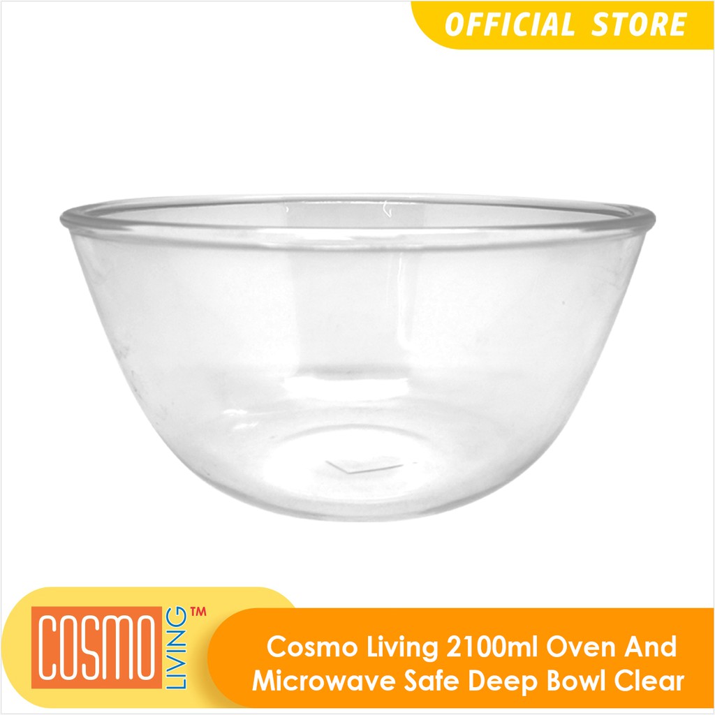 Cosmo Living 2100ml Oven and Microwave Safe Deep Glass Bowl Clear ...