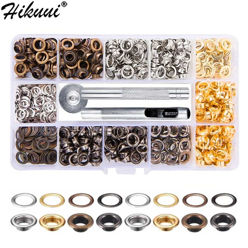 200/400 Sets 5mm Metal Eyelets Grommets Kit With Hole Punch Tool For ...