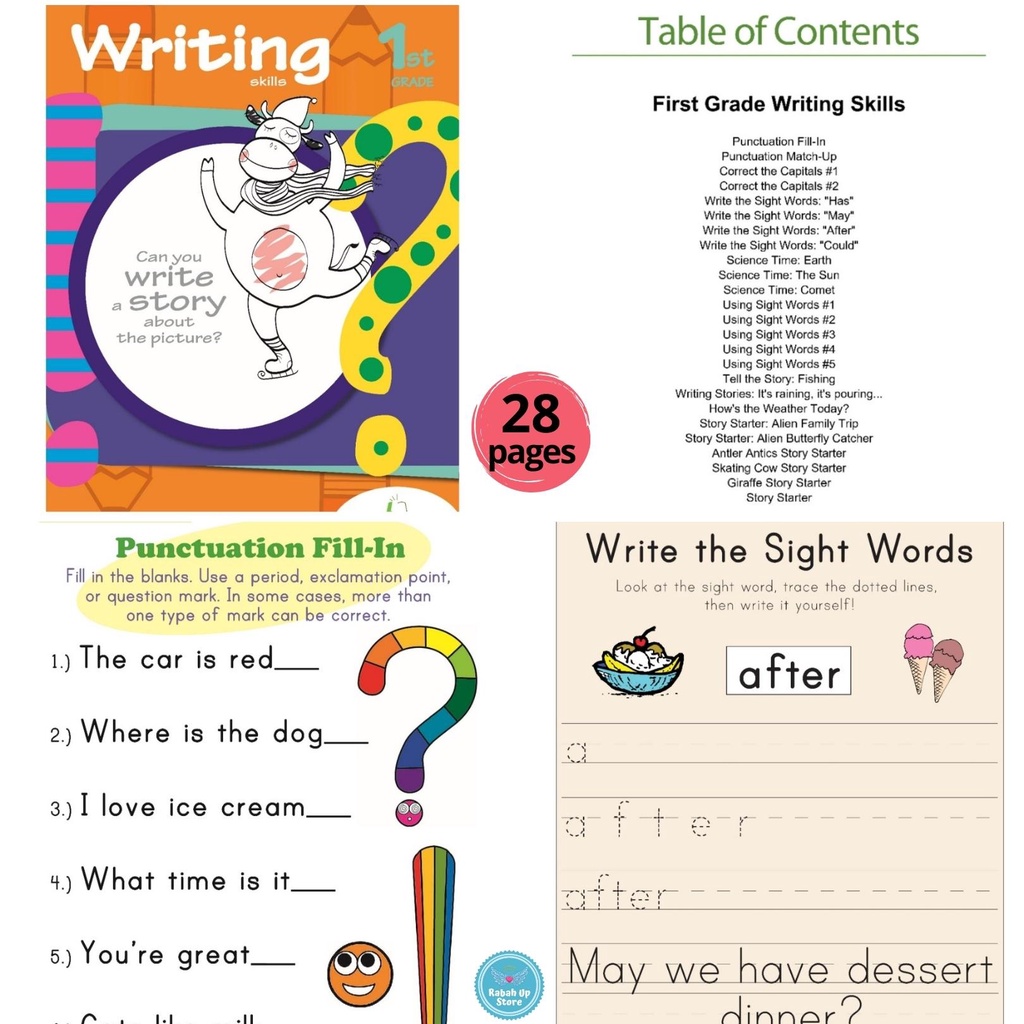 GRADE 1 (Reading & Writing) Workbook Worksheet Homeschool Learning ...