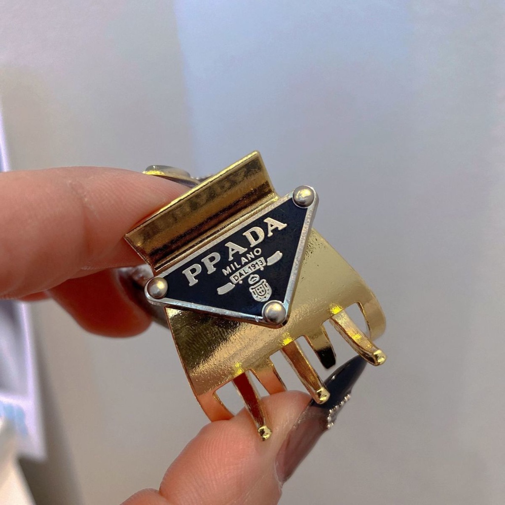 PRADA Metal Texture Small Hair Grabbing Clip Triangle Hair Claw ...