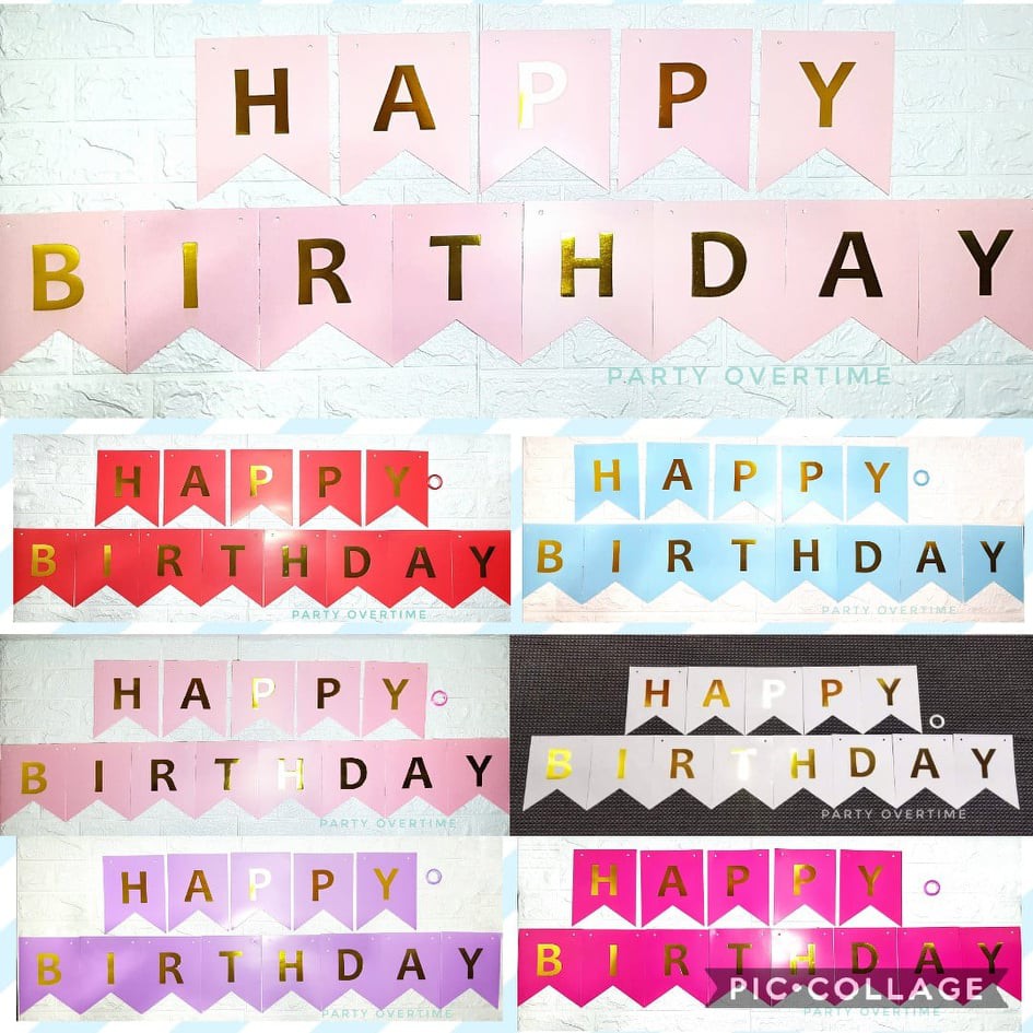 Big Size Gold Letters Happy Birthday Bunting Banner Banderitas Flag ...