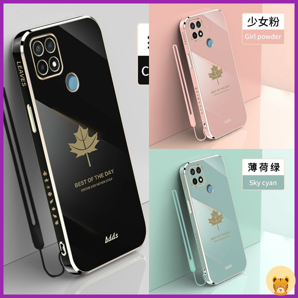 Casing Oppo A15 Case A15S Case Luxurious Texture Smooth Straight Edge ...