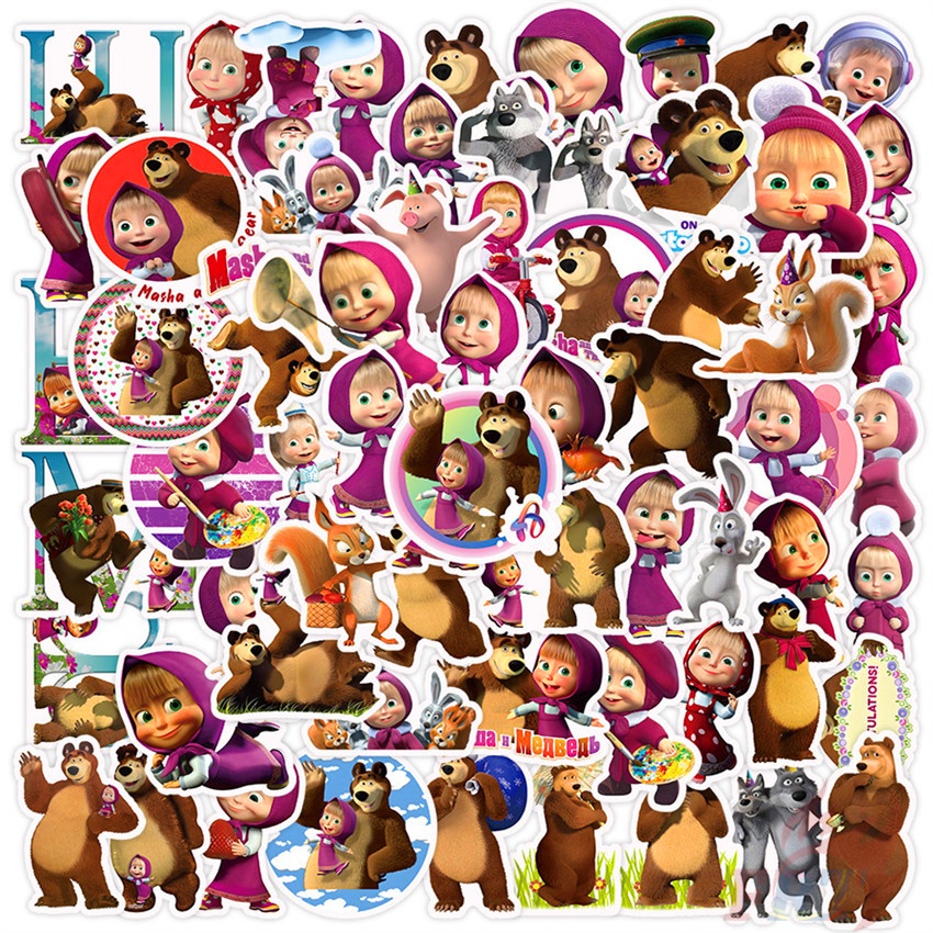 Masha and the Bear Series 02 Stickers 50Pcs/Set Fashion DIY Waterproof ...