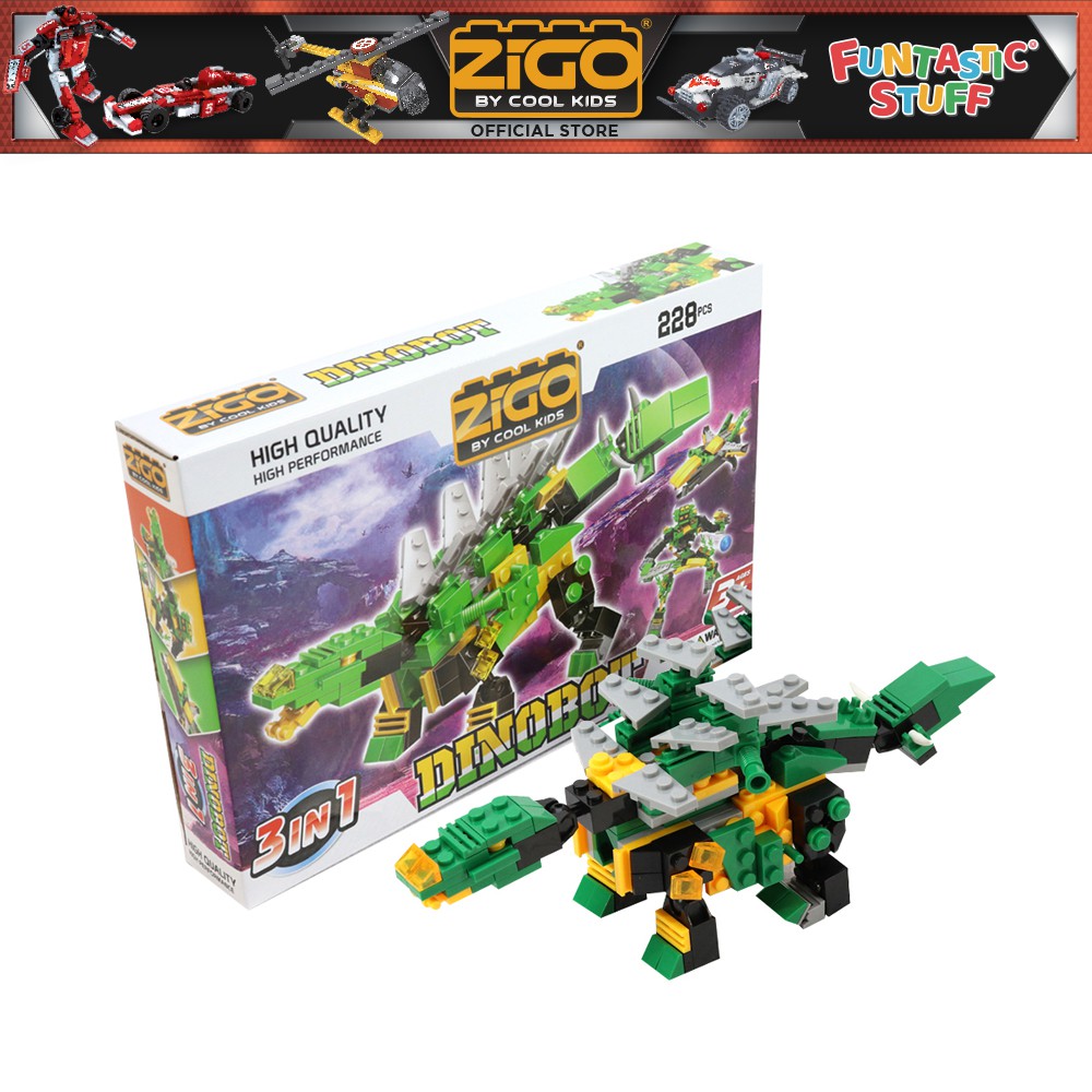ZIGO Green Dinobot Building Blocks ,Toys for Kids, Dinosaur Blocks(228 ...