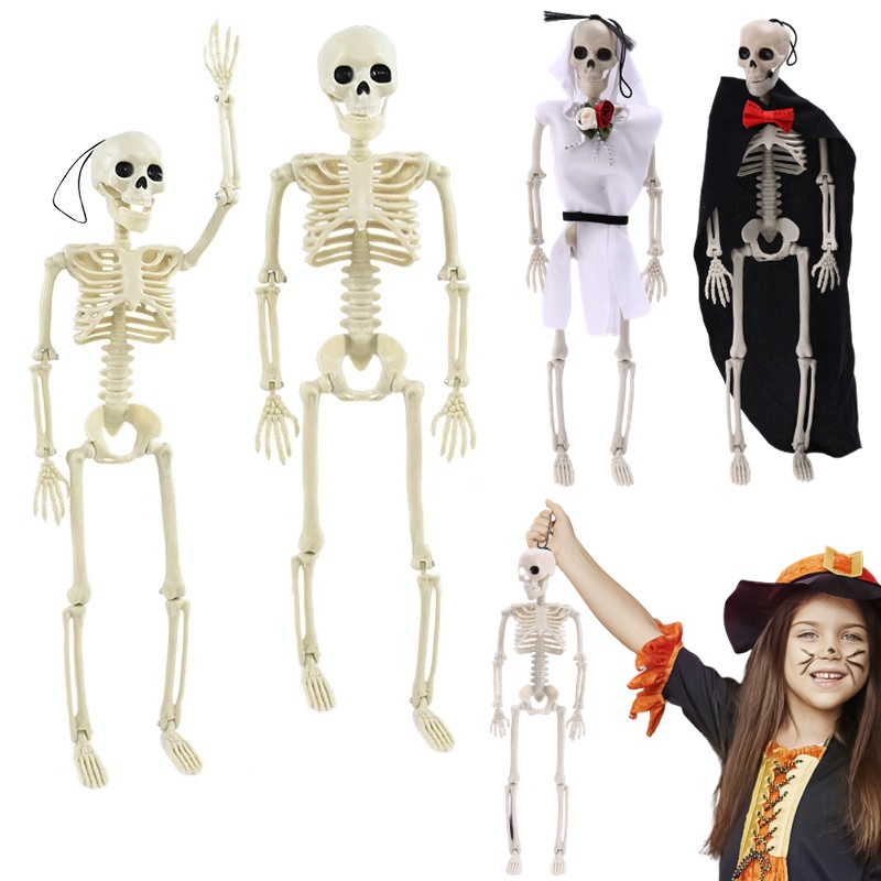 40cm Halloween Simulation Human Skeleton Bride and Groom Lifelike Skull ...